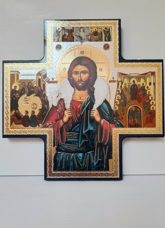 Croix de baptême et de première communion peinte à la main