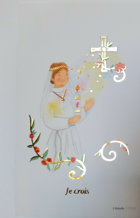 Image de profession de foi en dorure - fille