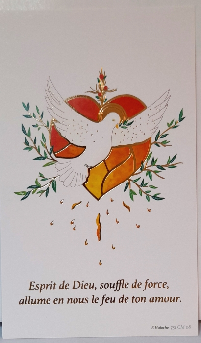 Image de baptême et de Confirmation en dorure - Colombe du Saint Esprit